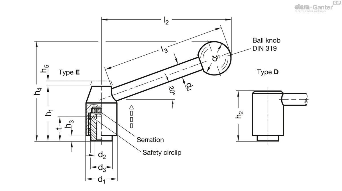 Adjustable Threaded Bush Handle Ganter Adjustable Clamping Lever With ...