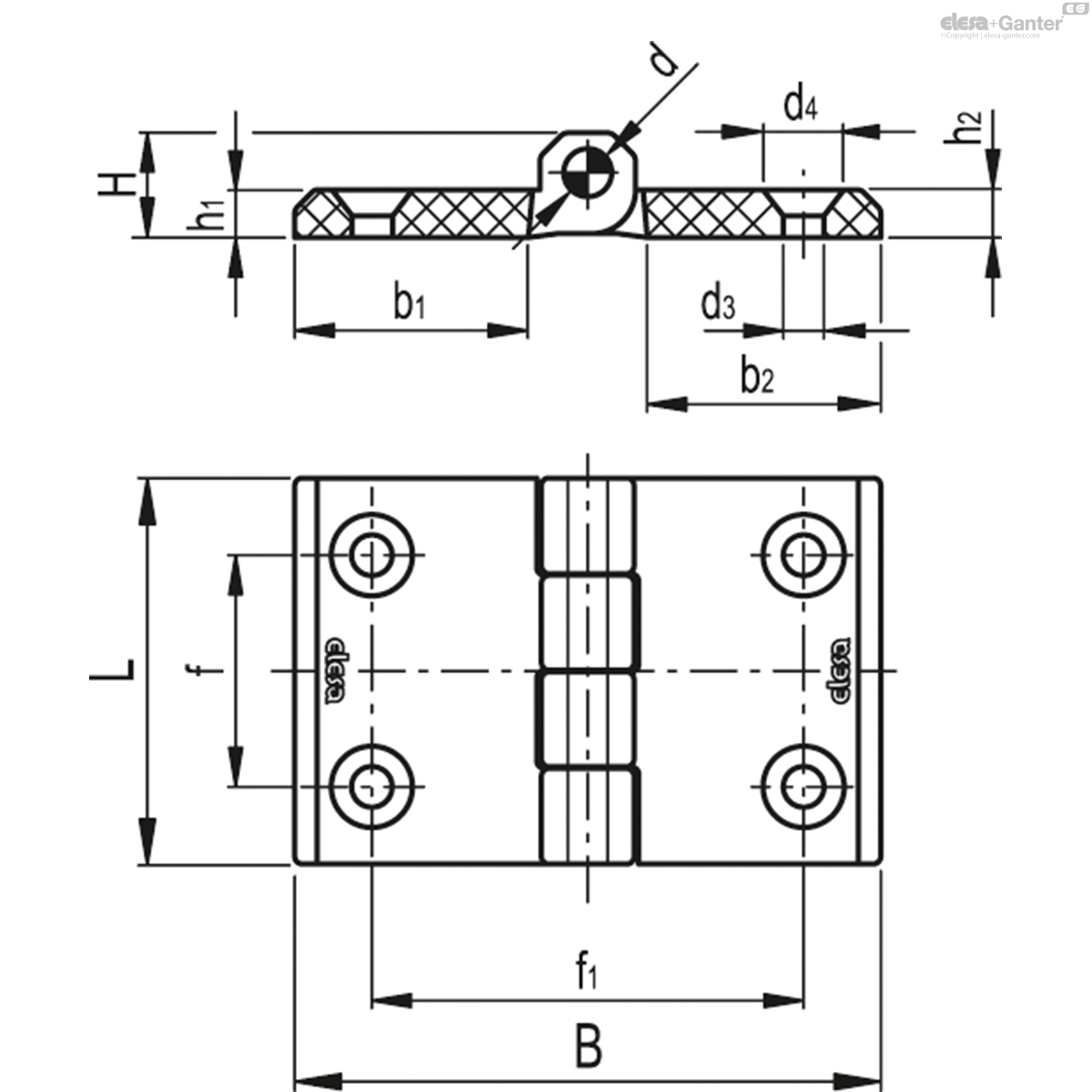 CFM-L-A Horizontally elongated hinges Pass-through holes for ...