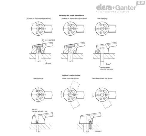 GN 210-VK Gear Levers With double square, with clamping