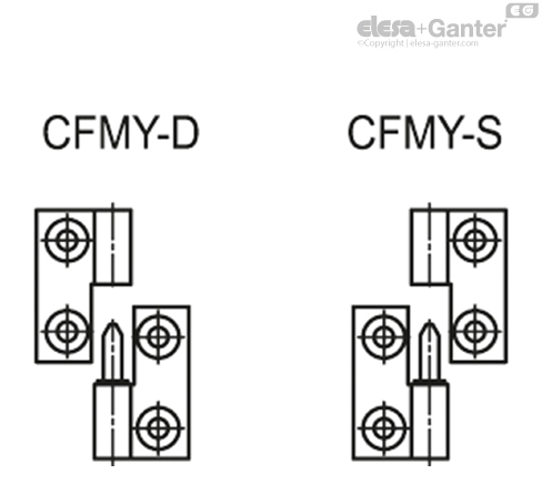 Rotation pin fitted on the left hinge body | Elesa+Ganter