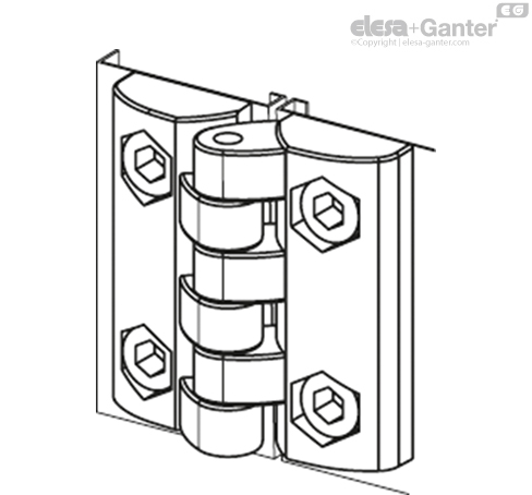 CFTX-SH Hinges Pass-through holes for countersunk head screws